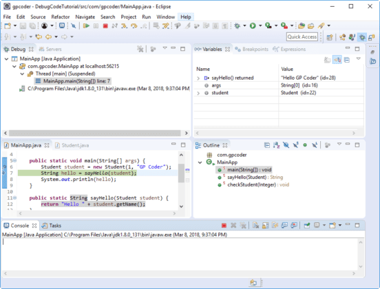 Hướng dẫn debug code trong eclipse