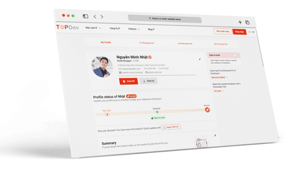 TOPDEV CẬP NHẬT GIAO DIỆN MỚI: Thêm tính năng – Tăng trải nghiệm