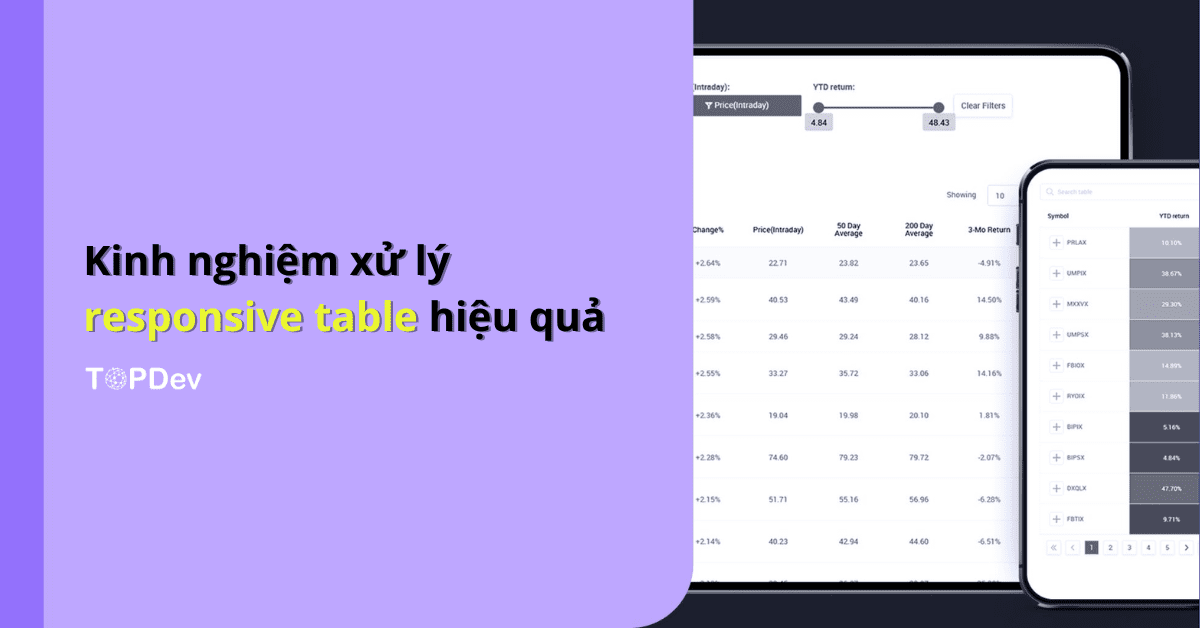 Kinh nghiệm xử lý responsive table hiệu quả